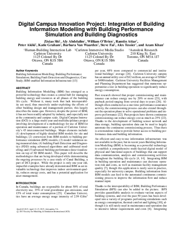 (PDF) Digital campus innovation project: integration of building information modelling with ...