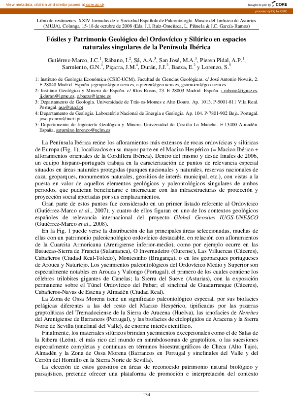 (PDF) Fósiles y Patrimonio Geológico del Ordovícico y Silúrico en ...