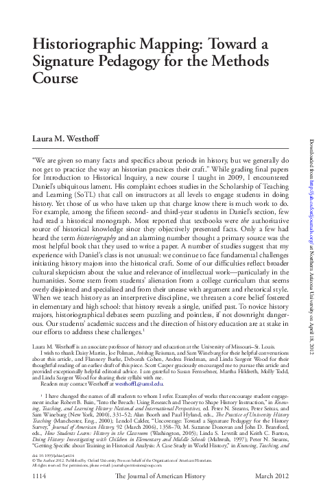 (PDF) Historiographic Mapping: Toward a Signature Pedagogy for the ...
