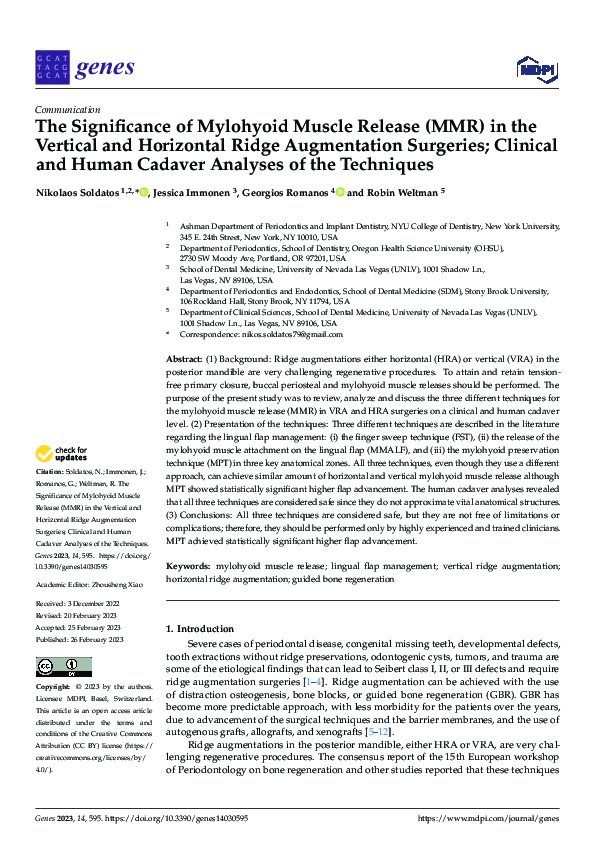(PDF) The Significance of Mylohyoid Muscle Release (MMR) in the ...