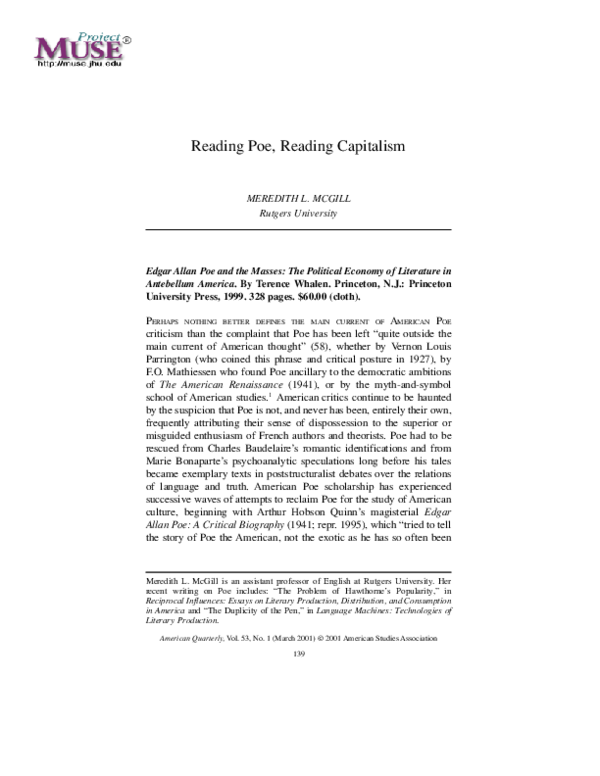 (PDF) Reading Poe, Reading Capitalism