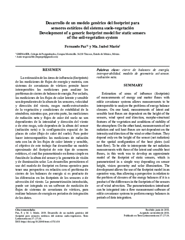 (PDF) Desarrollo de un modelo genérico del footprint para sensores ...