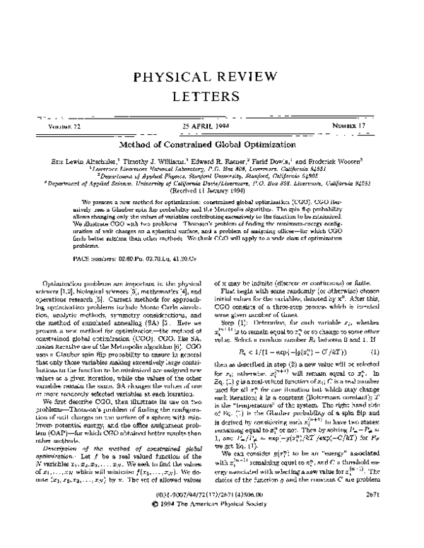 (PDF) Method of constrained global optimization