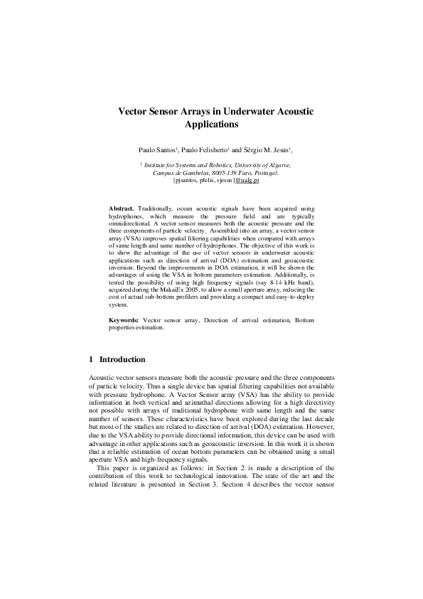 (PDF) Advantages of Vector Sensor Arrays in Acoustics