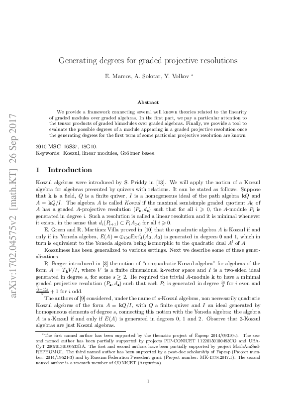 (PDF) On variants of linearity of graded modules | Eduardo N Marcos - Academia.edu