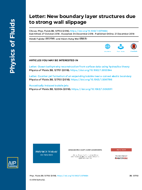 (PDF) Letter: New boundary layer structures due to strong wall slippage