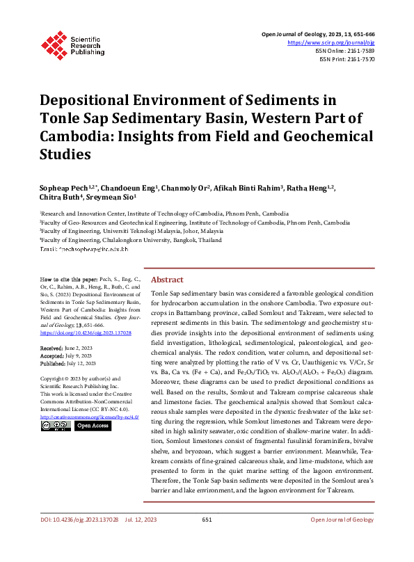 (PDF) Depositional Environment of Sediments in Tonle Sap Sedimentary Basin, Western Part of ...