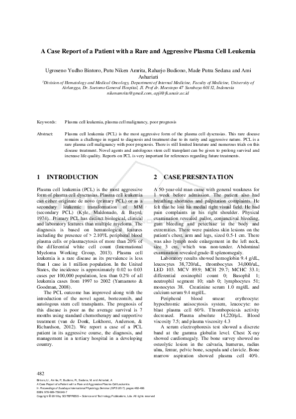 (PDF) A Case Report of a Patient with a Rare and Aggressive Plasma Cell ...