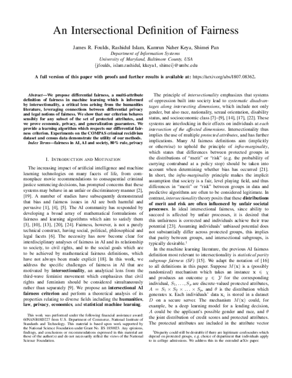 (PDF) An Intersectional Definition of Fairness
