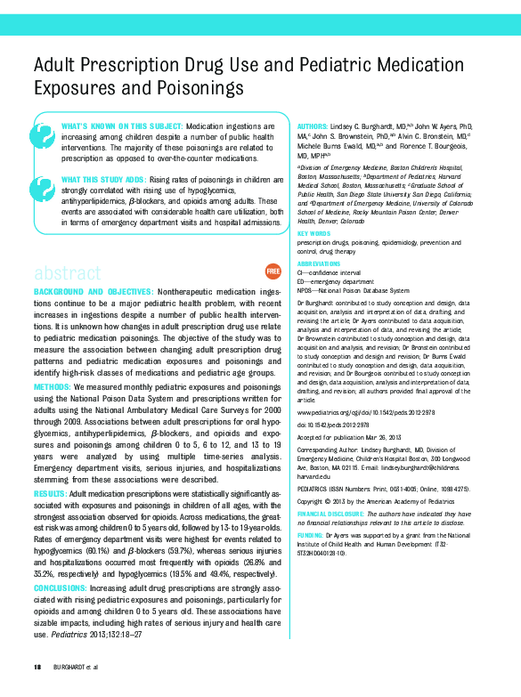 (PDF) Adult Drug Use Links to Child Poisonings