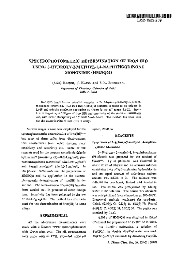 Pdf Spectrophotometric Determination Of Iron Ii In Seawater At