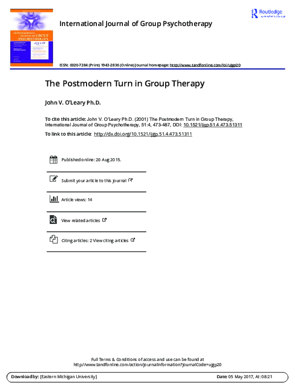 (PDF) The Postmodern Turn in Group Therapy