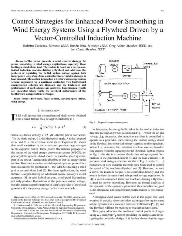 (PDF) Control strategies for enhanced power smoothing in wind energy systems using a flywheel ...
