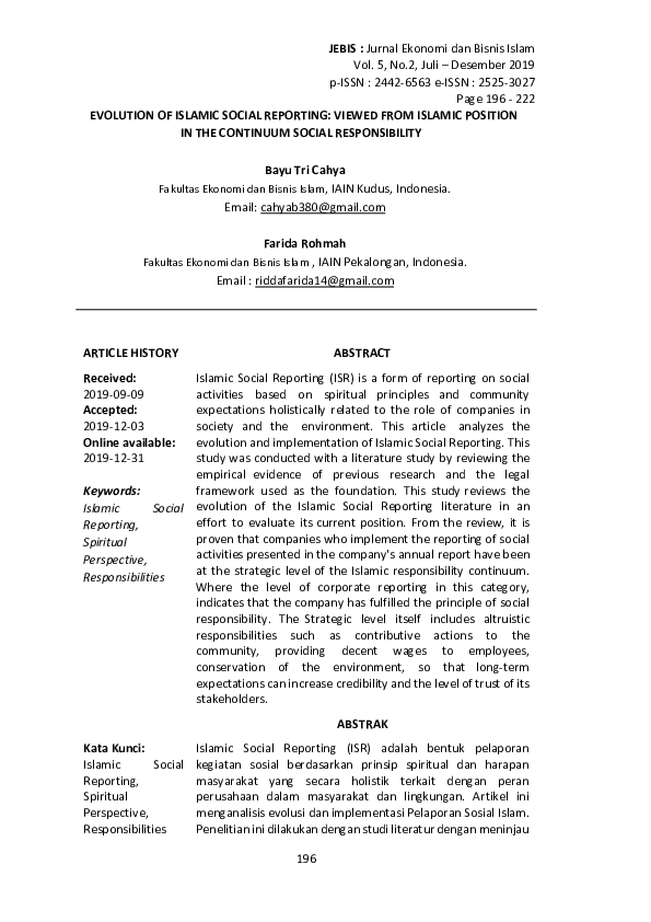(PDF) Evolution of Islamic Social Reporting: Viewed from Islamic ...