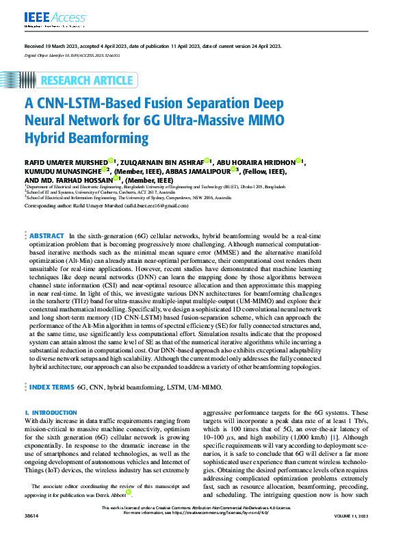 Pdf A Cnn Lstm Based Fusion Separation Deep Neural Network For 6g Ultra Massive Mimo Hybrid