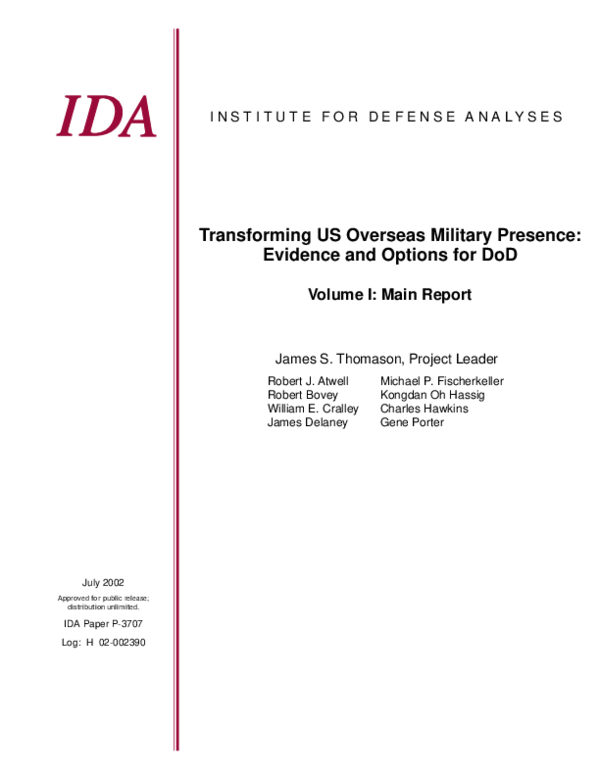 (PDF) Transforming US Overseas Military Presence: Evidence and Options ...