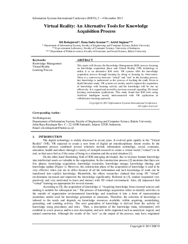 (PDF) Virtual Reality: An Alternative Tools for Knowledge Acquisition Process