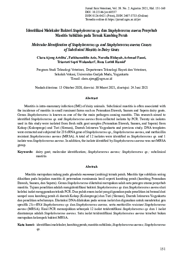 (PDF) Identifikasi Molekuler Bakteri Staphylococcus sp. dan ...