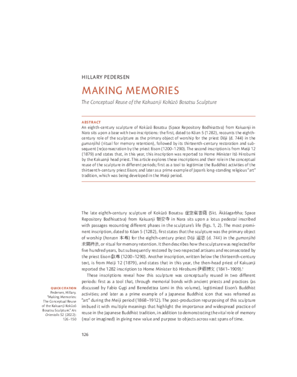 (PDF) Making Memories: The Conceptual Reuse of the Kakuanji Kokūzō ...