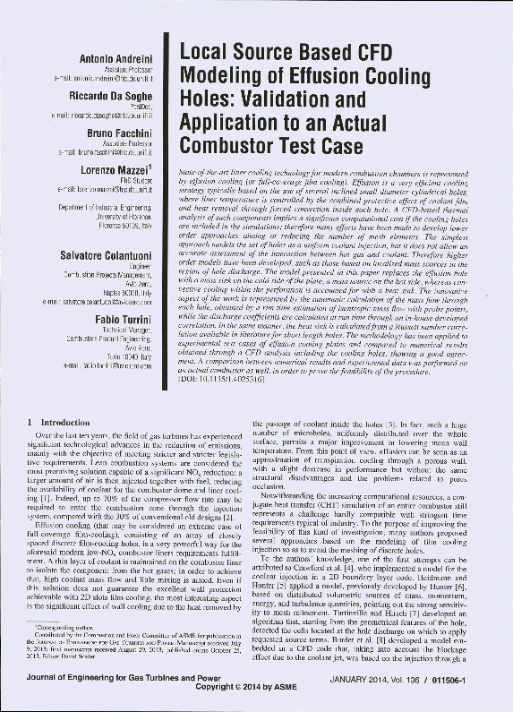 (PDF) Local Source Based CFD Modeling of Effusion Cooling Holes ...
