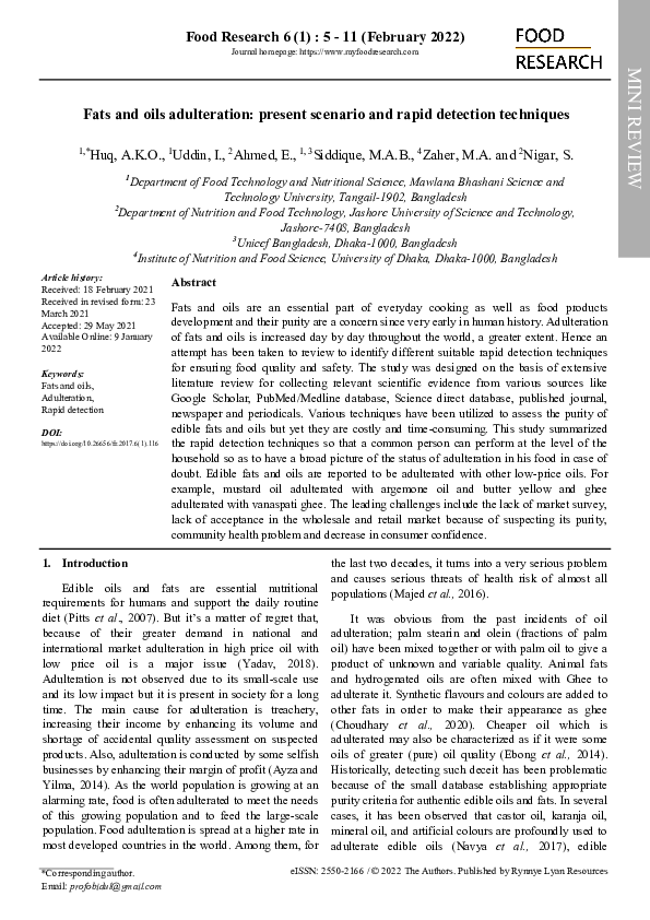 Pdf Fats And Oils Adulteration Present Scenario And Rapid Detection Techniques