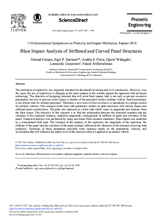(PDF) Blast Impact Analysis of Stiffened and Curved Panel Structures