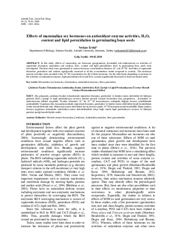 Pdf Effects Of Mammalian Sex Hormones On Antioxidant Enzyme
