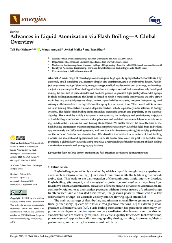 (PDF) Advances in Liquid Atomization via Flash Boiling—A Global Overview