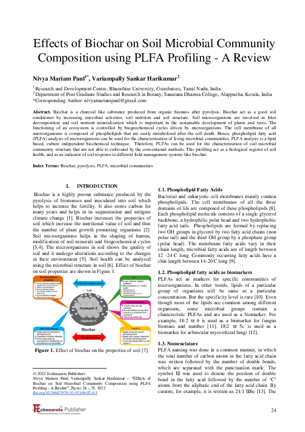 (PDF) Effects of biochar on soil microbial community composition using PLFA profiling- A review