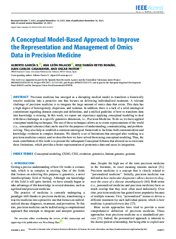 (PDF) A Conceptual Model-Based Approach to Improve the Representation and Management of Omics ...