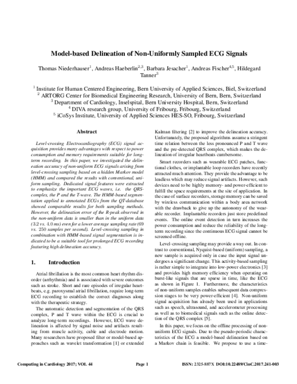 (PDF) Model-based Delineation of Non-Uniformly Sampled ECG Signals