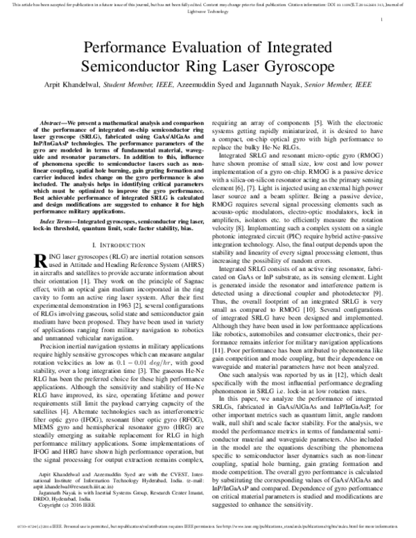 (PDF) Performance Evaluation of Integrated Semiconductor Ring Laser ...