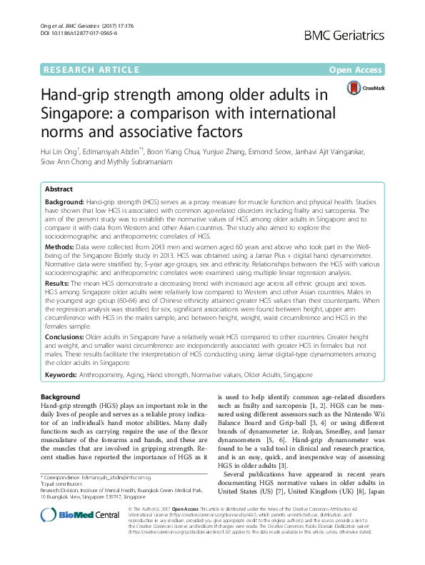 (PDF) Hand-grip strength among older adults in Singapore: a comparison ...