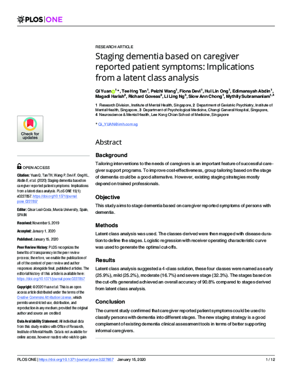 (PDF) Staging dementia based on caregiver reported patient symptoms ...