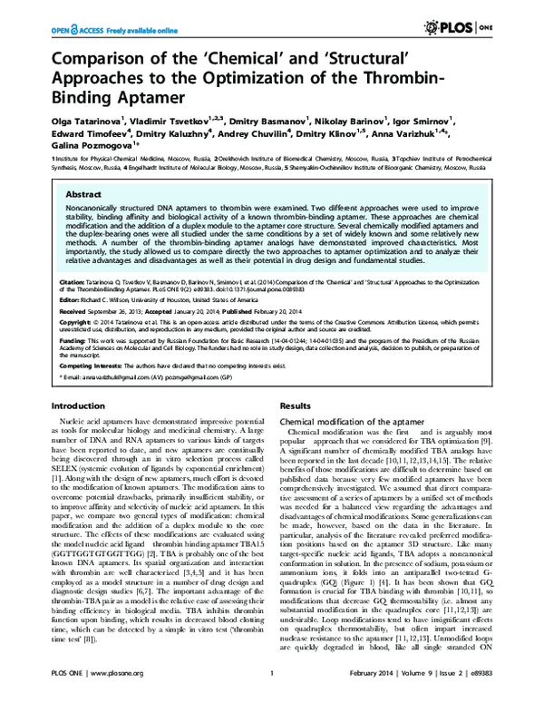 Pdf Comparison Of The ‘chemical And ‘structural Approaches To The Optimization Of The