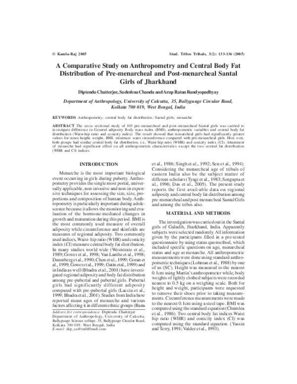 (PDF) A Comparative Study on Anthropometry and Central Body Fat ...