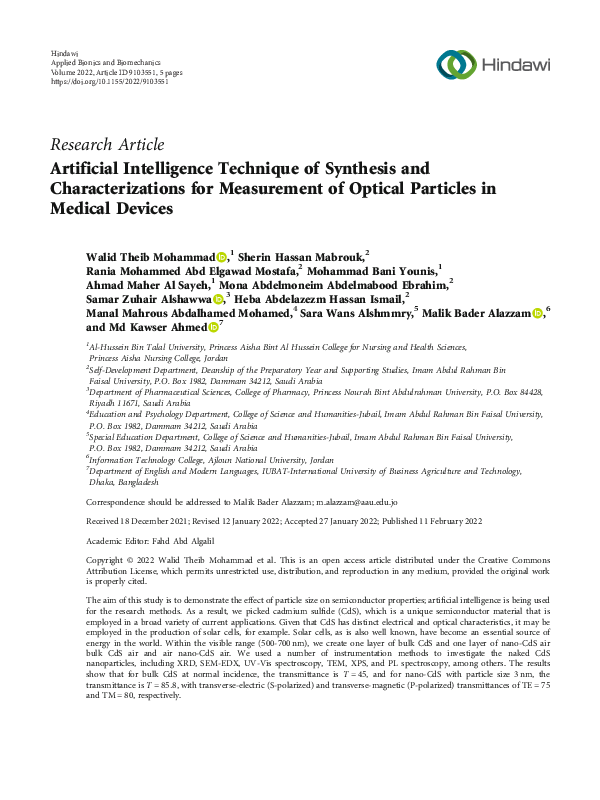 (PDF) Artificial Intelligence Technique of Synthesis and Characterizations for Measurement of ...