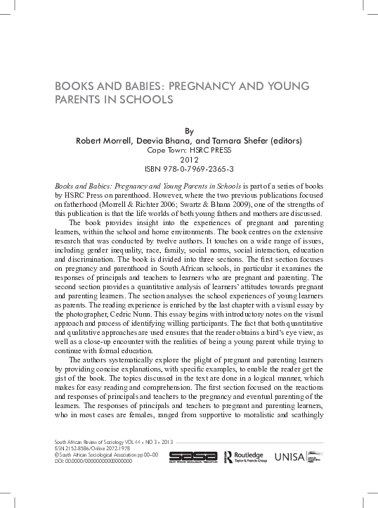 (PDF) Books and babies: pregnancy and young parents in schools | Robert ...