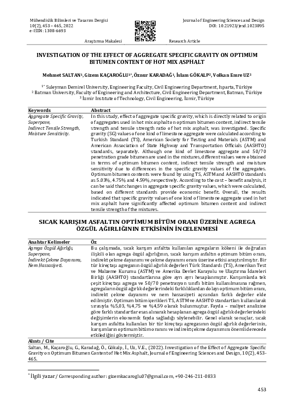 (PDF) Investigation of the Effect of Aggregate Specific Gravity on ...