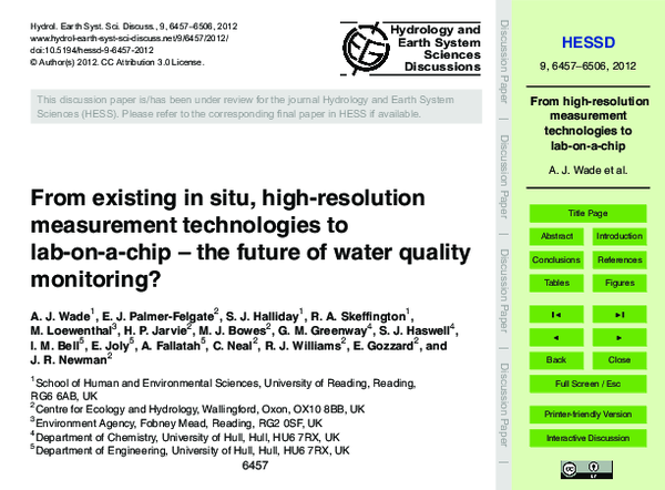 (PDF) From existing in situ, high-resolution measurement technologies ...
