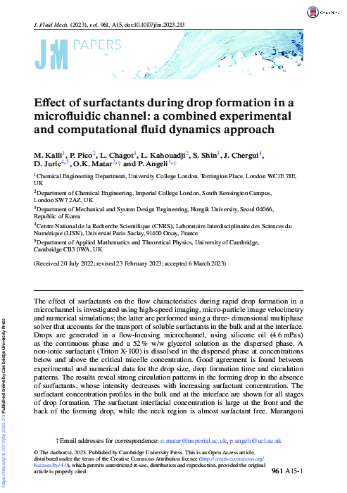 (PDF) Effect of surfactants during drop formation in a microfluidic ...