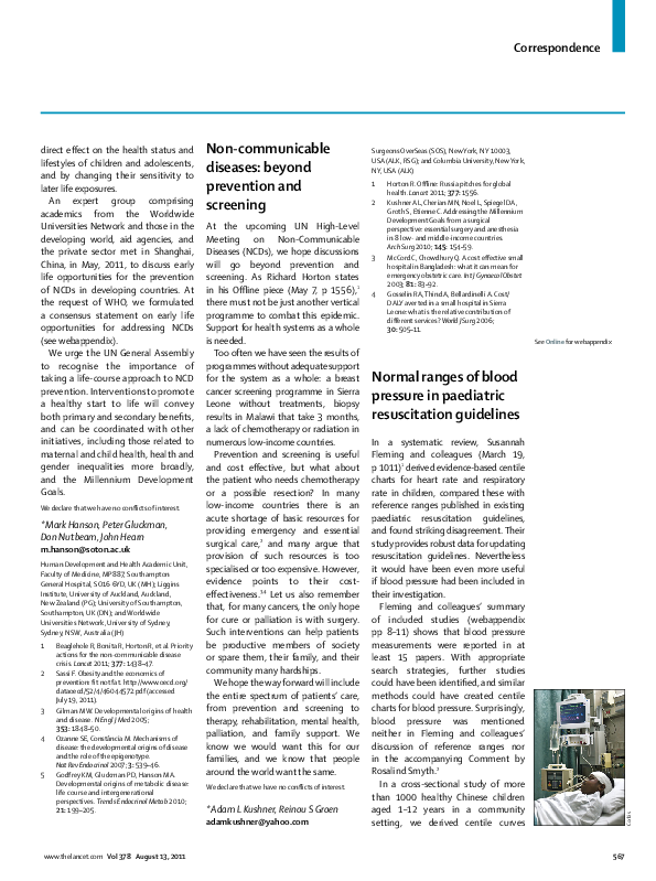 (PDF) Normal ranges of blood pressure in paediatric resuscitation ...