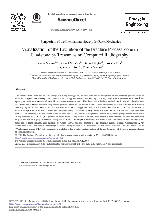 (PDF) Visualization of the Evolution of the Fracture Process Zone in Sandstone by Transmission ...