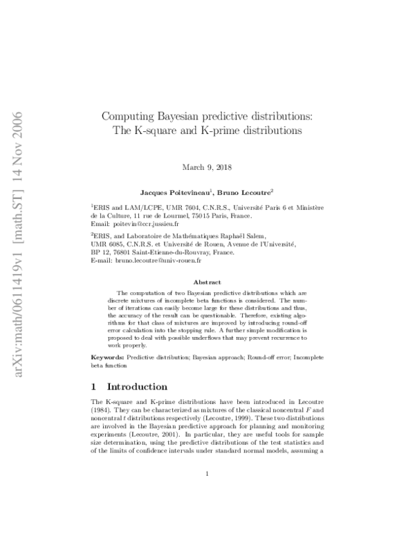 (PDF) Improved Algorithms for K-square and K-prime Bayesian Distributions