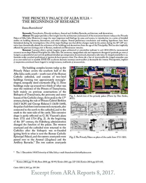 (PDF) The Princely Palace of Alba Iulia – The beginnings of research