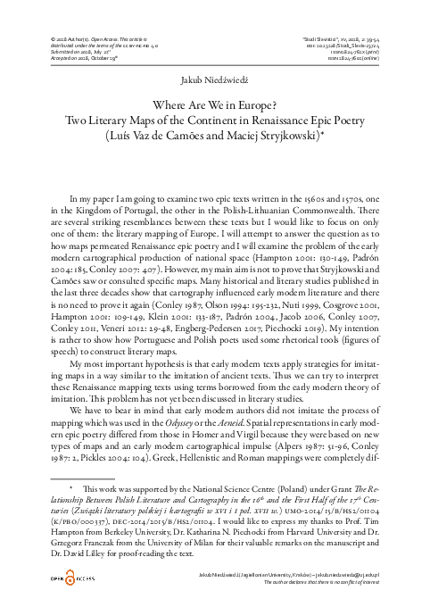(PDF) Where are we in Europe? : two literary maps of the continent in ...
