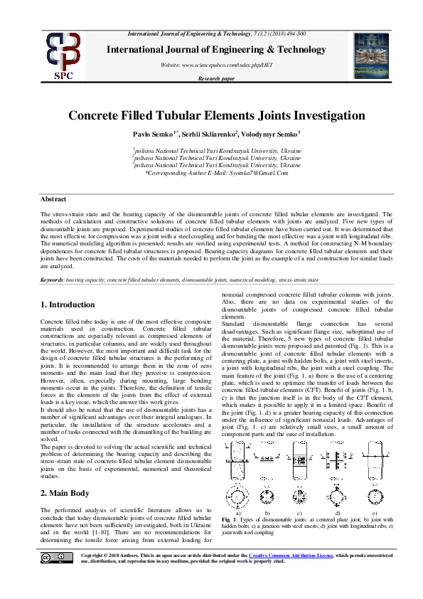 (PDF) Concrete Filled Tubular Elements Joints Investigation