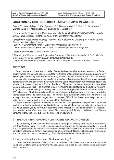 (PDF) Quaternary Soil-Geological Stratigraphy in Greece
