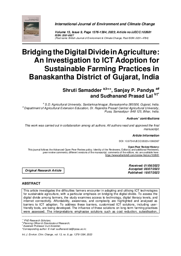 (PDF) Bridging the Digital Divide in Agriculture: An Investigation to ...