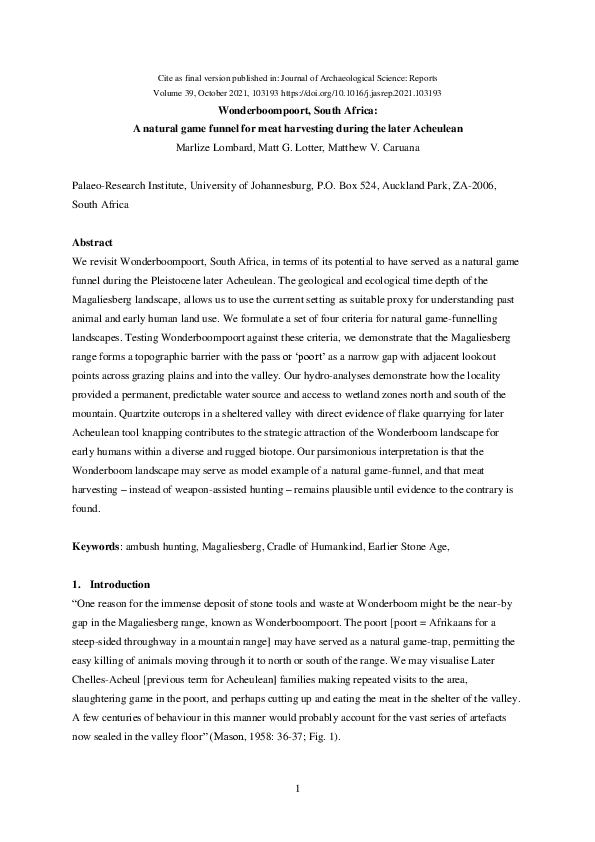 (PDF) Wonderboompoort, South Africa: A natural game funnel for meat ...
